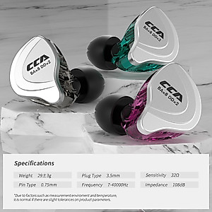 CCA C10 in Ear Monitor Headphone 10 Hybrid Drivers Wired Earbud 4BA 1DD HiFi IEM Earphones Stereo Noise Isolating Earphone with Detachable Cable for Musicians Singers Studio Audiophiles Dj PC