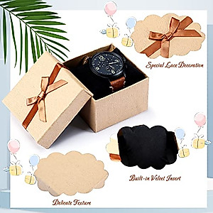 12 Pieces Small Gift Boxes 3.5 Inch Necklace Earring Ring Box Bow Cardboard Jewelry Box Watch Box with Velvet Insert Lids for Keychain