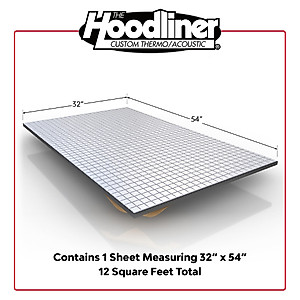 Dynamat Hoodliner – Noise & Heat Insulation Kit for Your Car Hood – Keeps Engine Noise In & Protects Paint from Engine Heat – Easy Self Adhesive Install – 1 Sheet 32"x 54", 12 sq ft