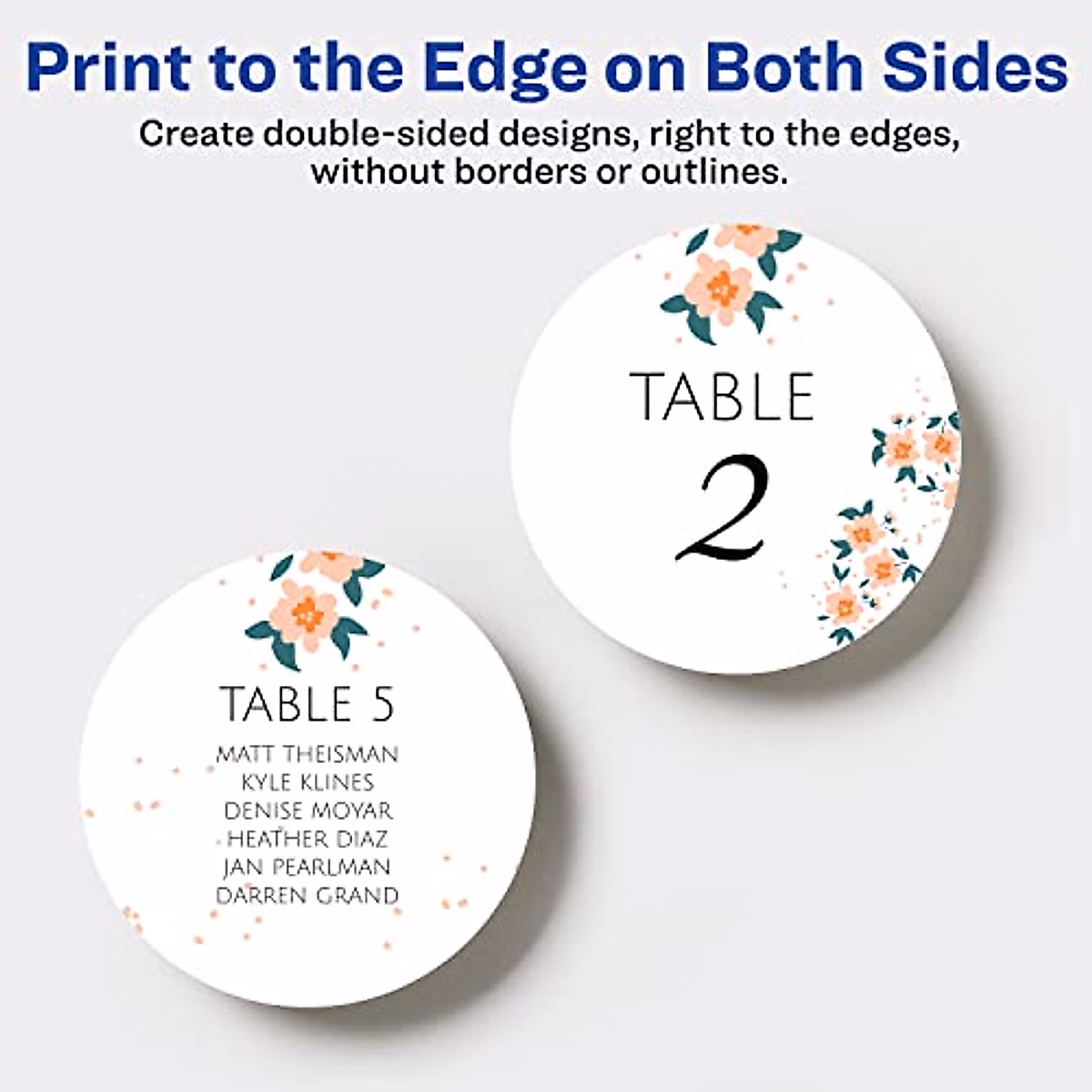 Avery Round Cards with Sure Feed Technology, 4" Diameter, Matte White, 75 Round Cards Total, Print-to-the-Edge, Laser/Inkjet Printable Cards (35007)