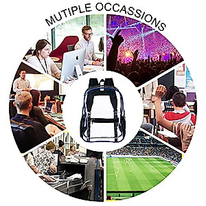 Aertiavty Clear Backpack Heavy Duty See Through Backpack PVC Transparent Backpack for School, Work, Festival, Security, Sports Events (Black)