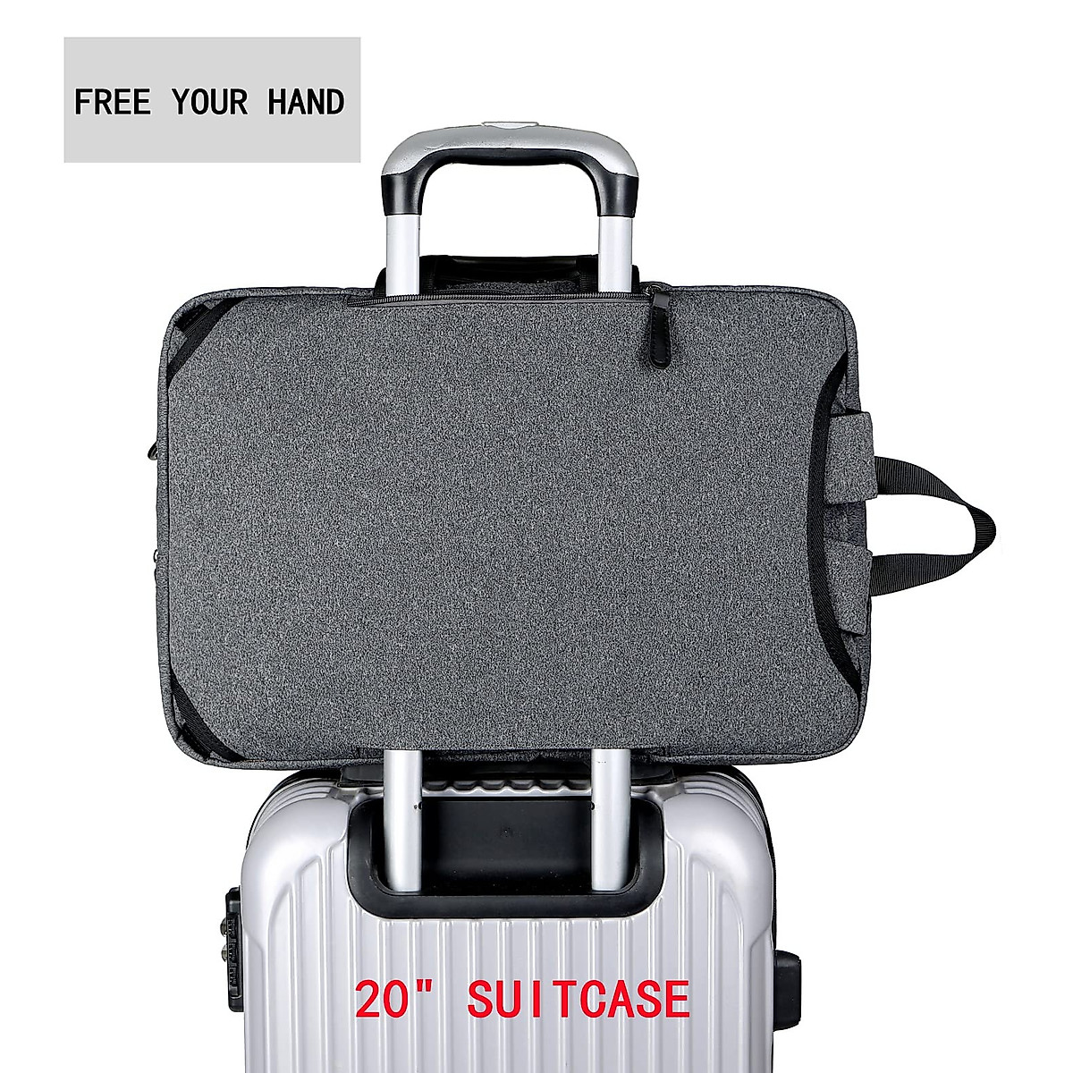 Hybrid Briefcase Backpack Convertible Large 17inch College School Computer bag Multi-Functional Travel Rucksack (Grey)