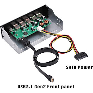 EZDIY-FAB 5.25in 10Gbps USB 3.1 Gen2 Hub and Type-C Port,Front Panel USB Hub with QC 3.0 Quick Charging