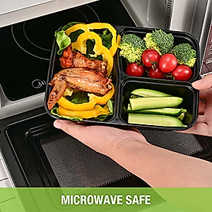 SMELHA 37oz Meal Prep Containers 3 Compartments [30 Pack], Reusable Lunch Food Containers With Lids, BPA Free Food Storage Bento Box Set for Adults & kids, Spill Proof, Microwave Dishwasher Free