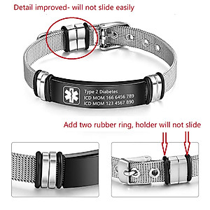 Wendy Made Medical Alert Bracelets for Women Men Custom Adjustable Medical ID Bracelets Emergency Alert Bracelets Health Alert Bracelets for Men Women (With medical bracelet)