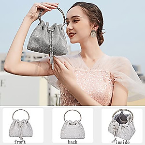 BBTT.ful Shoulder Bags Crossbody Bag Purses Handbags Crystals Evening Bag Silver for Women Girls Wedding Prom Party Club Bling Bling Sparkling