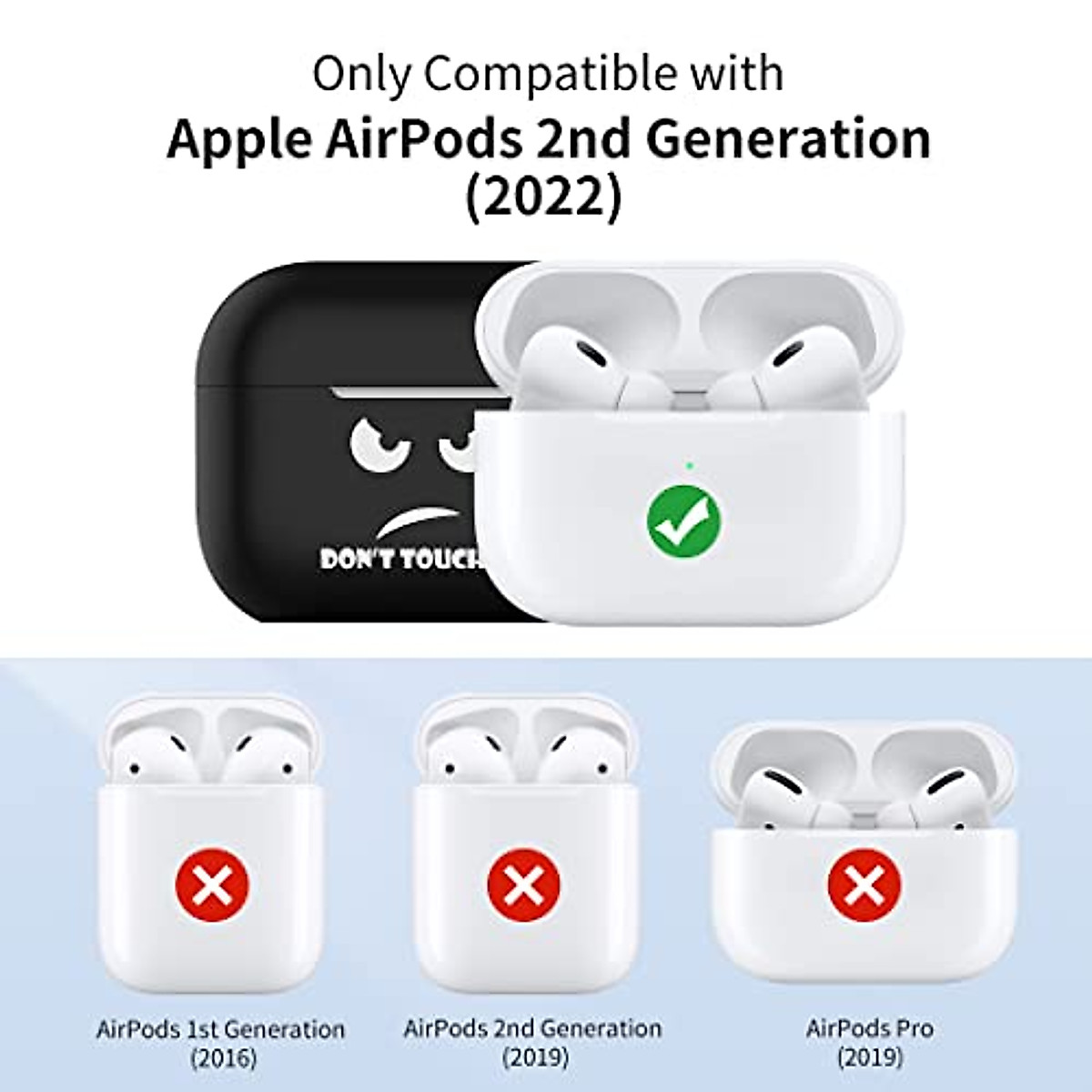 Airpods Pro 2nd/1st Generation Case Cover 2022/2019,CACOE Silicone Case for AirPods Pro 2nd/1st,Protective Skin AirPod Pro 2nd/1st Cases Shockproof Air Pod Cute Funny Accessories with Keychain(Black)
