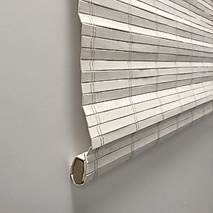 Radiance Cordless Distressed White Brooklyn Flatstick Bamboo Roman Shade - 39 in. W x 64 in. L