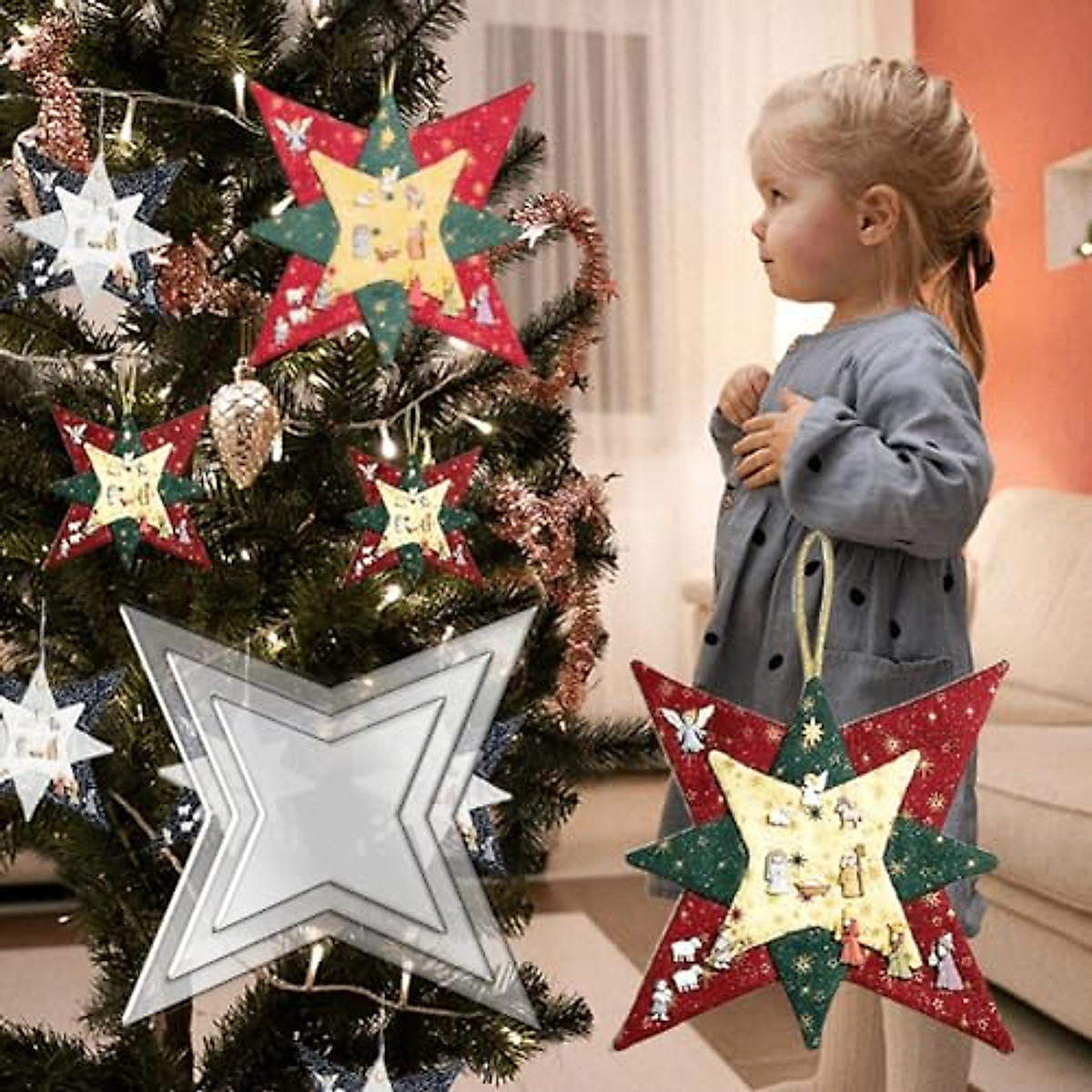 Christmas Patchwork Star Template Set,Christmas Wreath Template,Christmas Star Quilting Template,2024 Christmas DIY Quilting Templates Patchwork Tools,DIY Sewing Tool for Sewing Lovers