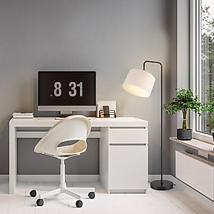 Globe Electric 67065 58" Floor Lamp, Matte Black, White Linen Shade, On/Off Socket Rotary Switch, Floor Lamp for Living Room, Floor Lamp for Bedroom, Home Improvement, Home Office Accessories