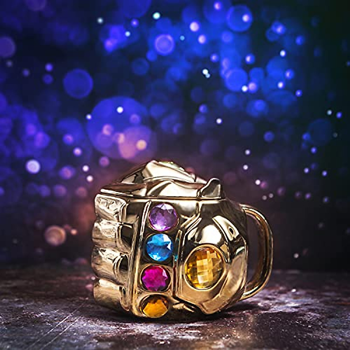 Zak Designs Marvel Thanos Unique 3D Sculpted Ceramic Coffee Mug, Collectible Keepsake Tea Mug for Hot Drinks (15 oz, Non BPA, Thanos Infinity Gauntlet)