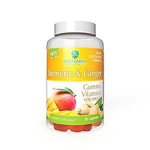 Best Earth Naturals Turmeric & Ginger Gummy Vitamins for Adults - Vegan Gummies with 95% Standardized Curcuminoids for Joint & Antioxidant Support, 30 Count