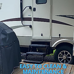 Sintron RV Step Rug 22 Inch Wide 3 Pack RV Step Covers Wrap Around Camper Stair Rugs for Radius Steps, Protects Your RV from Unwanted Tracked in Dirt, for Electrical & Manual RV Trailer Camper Stairs