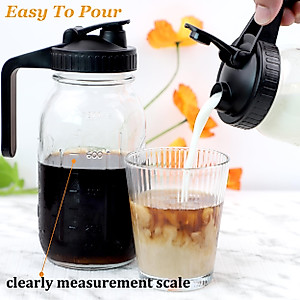 Mason Jar Pitcher Lid With Pour Spout & Handle Regular Mouth Mason Jar Lids With Flip Cap Easy Pouring Spout Airtight Leak-Proof Turns Your Mason Jar Into Pitcher (Jars Not Included)