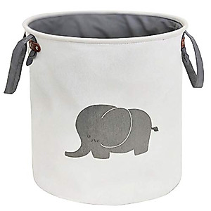 HIYAGON Storage Baskets,Cotton foldable round Home organizer Bin for Baby Nursery,Toys,Laundry,Baby clothing,Gift Baskets(Elephant)