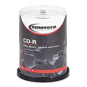 Innovera 77815 Cd-R Discs Hub Printable 700Mb/80Min 52X Spindle Matte White 100/Pack
