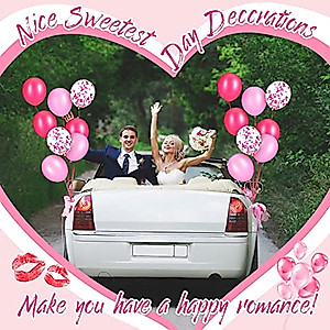 120 Pcs Valentines Day Balloons 12 Inch Hot Pink Latex Balloons Light Pink Confetti Balloons Valentines Day Party Decorations for Women Girls Wedding Birthday Baby Shower Bridal Proposal