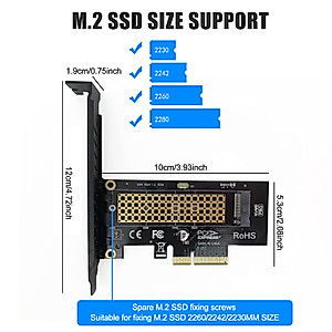 YIOVVOM M.2 NVME SSD to PCIe 3.0/4.0 x4 Adapter with Aluminum Heatsink Solution Supports 2280, 2260, 2242, 2230 Solid State Drives