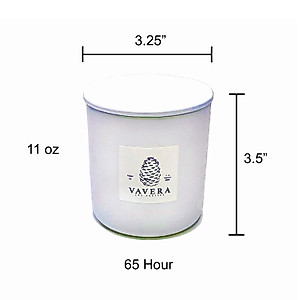 VAVERA Fraser Fir Long Burning Wooden Wick Natural Soy Luxury Pine Scented Candles (11oz/60 hr/Matte White Jar). Smells Like Real Pine Tree! Vegan Soy Candles Hand-Crafted in The USA.