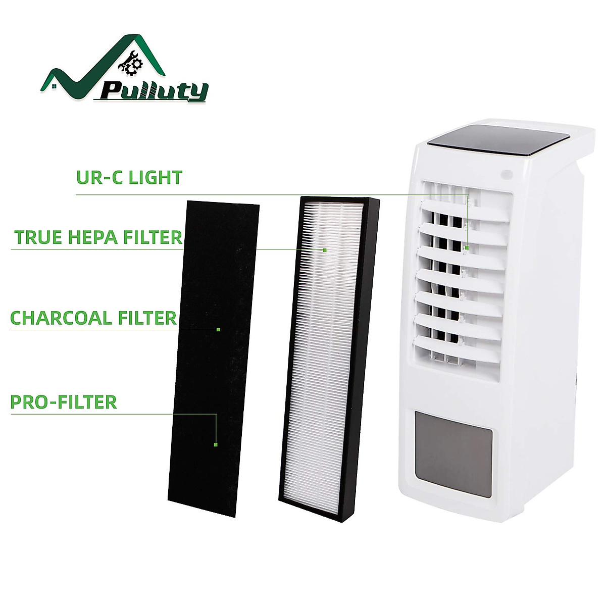 Pulluty FLT5000 Filter-C True Hepa Replacement Filter Compatible with Germ Guardian AC5000 Series Air Purifier AC5000E AC5250PT AC5300B AC5350W AC5350B CDAP5500 and Ldlyis Model IAP-GG-125, 2 Pack