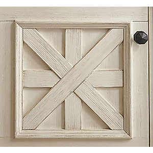 Signature Design by Ashley Bolanburg Farmhouse 1 Drawer Nightstand with Outlets & USB Charging Ports, Antique White