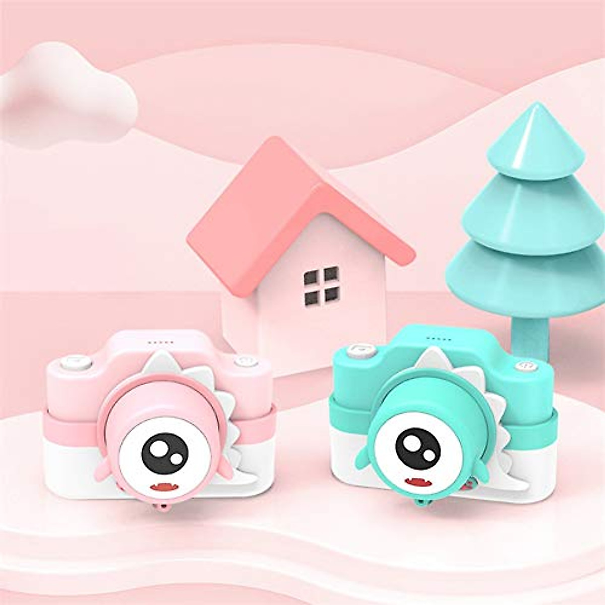 MCJL Christmas Camera Gift Child Toy Camera Boy Girl Child Camera Cartoon Digital Camera Small SLR Camera Toy Gift 750Mah Battery,Pink,36GB