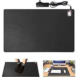 Warm Desk Pad,kupx 20v Safe Voltage Automatic Control Warm Official Big Mouse Pad Game Mouse Pad Extended Edition Pu Gaming Mouse Mat Functional,Foot Warmer Pad Warm Desk Pad 23.6"*14"*0.12" Black