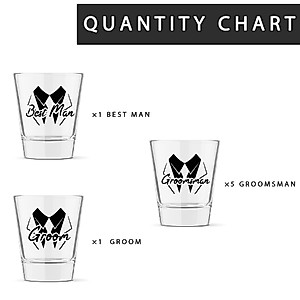 LADY & HOME Set of 7 Groomsmen Shot Glasses,Groom and Groomsman Shot Glasses for Bachelor Party Decorations and Favors,Groomsmen Gifts,Wedding Shot Glasses-1.75oz (Squiggle)