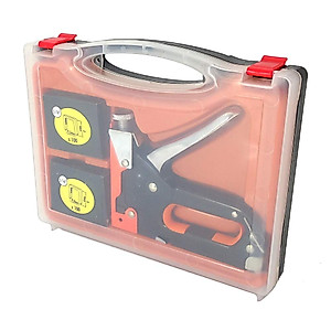 3 Way Stapler Staple Gun Brad Nailer KIT Heavy Duty Upholstery Wood with Case