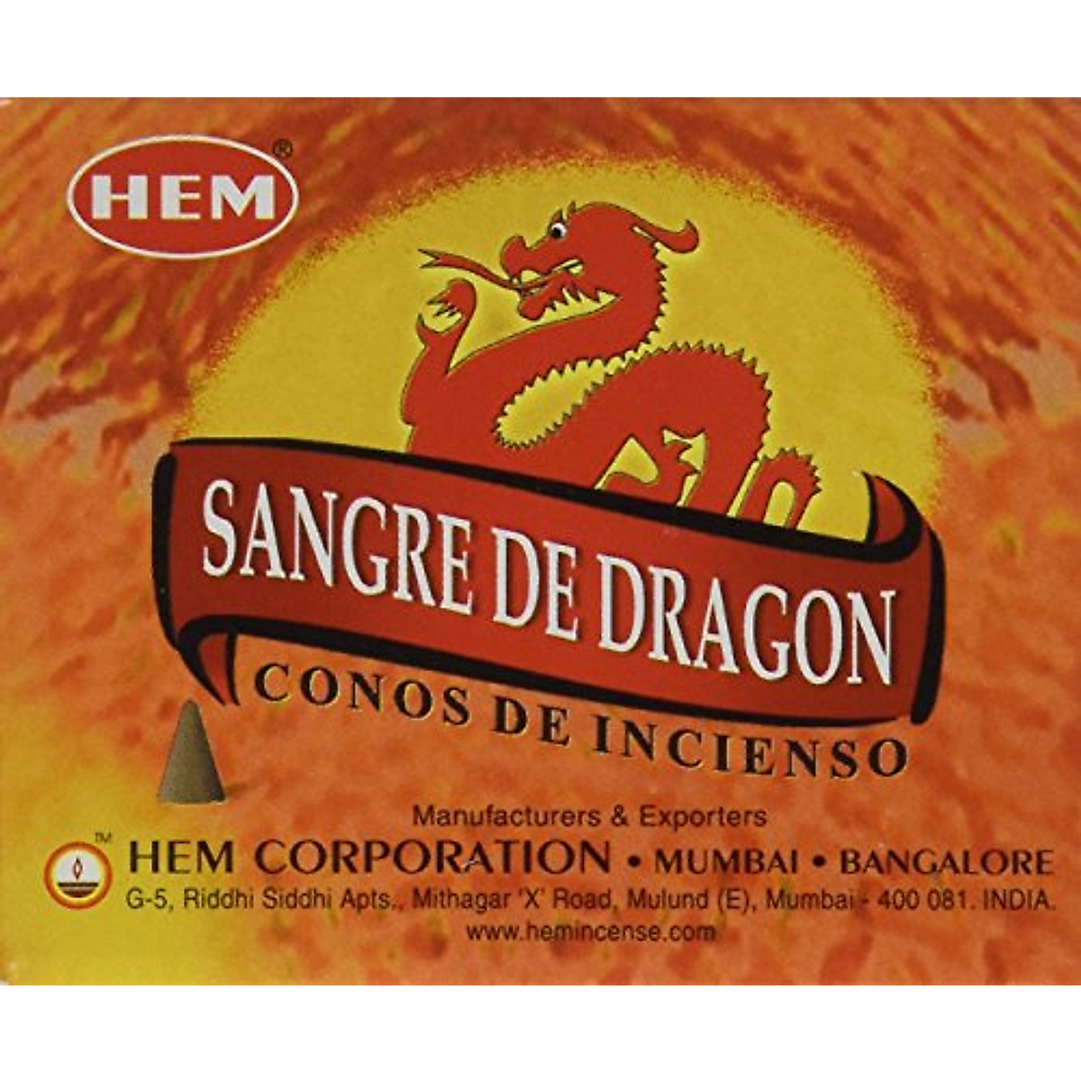 Dragon's Blood - Case of 12 Boxes, 10 Cones Each - HEM Incense From India