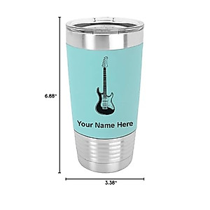 LaserGram 20oz Vacuum Insulated Tumbler Mug, Electric Guitar, Personalized Engraving Included (Silicone Grip, Teal)