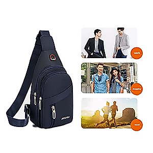 YERCHIC Small Sling Backpack Men Women Wallet Purse Crossbody Chest Bag with Earphone Hole for Travel Outdoor Sports Casual Daypack (Blue)