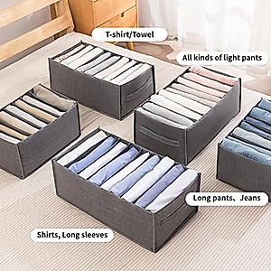 LOWFI 5-Piece Clothes Storage Box Foldable Closet Organizer Storage Container/Wardrobe Drawer Compartment Storage Box for Clothes, Pants, Underwear, Socks, Sheets, Etc. Storage (Gray)