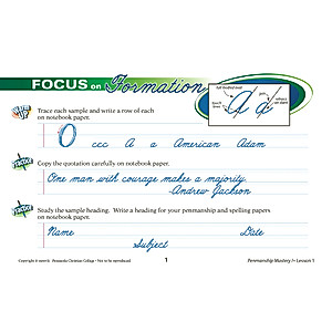 Penmanship Mastery I - Abeka 4th Grade 4 Cursive Penmanship Student Work Book