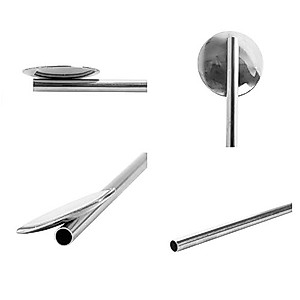 TOPTIE 12 PCS Spoon Straws Stirrer Stainless Steel Drinking Straws Reusable Cocktail Spoons Straws-Silver