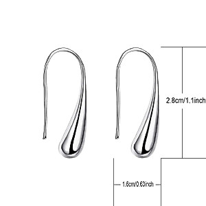 Harlorki Women Lady's 925 Silver Plated Shiny Teardrop Shape Hook Drop Dangle Earrings Fashion Costume Jewelry for Wedding Party Casual Daily Wear