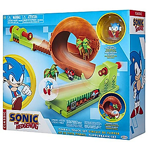 Sonic The Hedgehog Pinball Green Hill Zone , Track Play Set, 9 Piece, with Looping Action & Automatic Bumper Exclusive Sonic Sphere Included, for Ages 3+