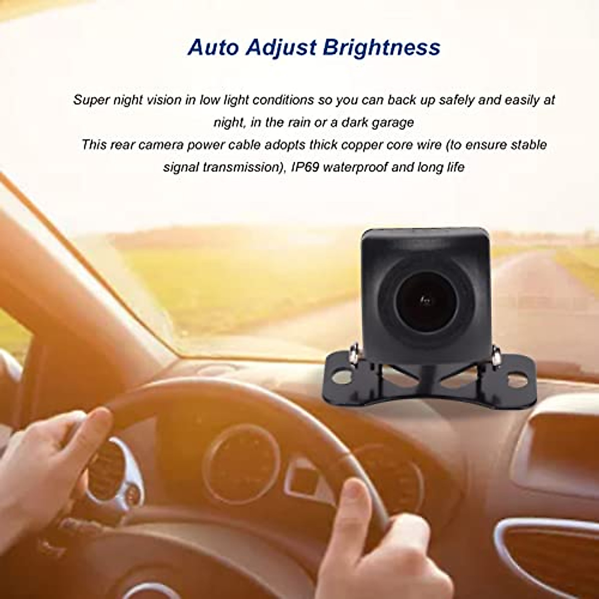 Car Backup Camera, IP69 Waterproof 1080p Car Night Vision Reverse Camera, 170 Degree Wide Angle Car Rear View Camera, with RCA Signal Cable for Pickup Truck SUV