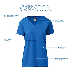 Gildan Women's Heavy Cotton V-Neck T-Shirt, 2-Pack, White, Large