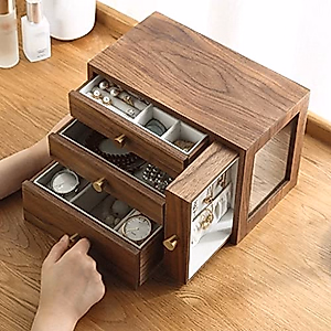 Yalych Box Wooden Jewelry Box for Women Girls 2 in 1 Huge Jewelry Case Jewelry Storage Box Jewelry Boxes Gift (Size : B) Jewelry Organizer ( Size : Grey )