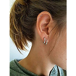 Small Silver Hoop Earrings 925 Sterling Silver Hypoallergenic Hoop Earrings 2 Pairs Huggie Earrings for Women Men 13mm 15mm