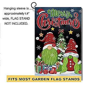 Christmas Garden Flag, Merry Christmas Gnomes Burlap Yard Flags 12x18 Double Sided, Red Truck with Xmas Tree Snowman Winter Welcome Holiday Vertical Lawn Signs for Home Outdoor Decorations Gifts…