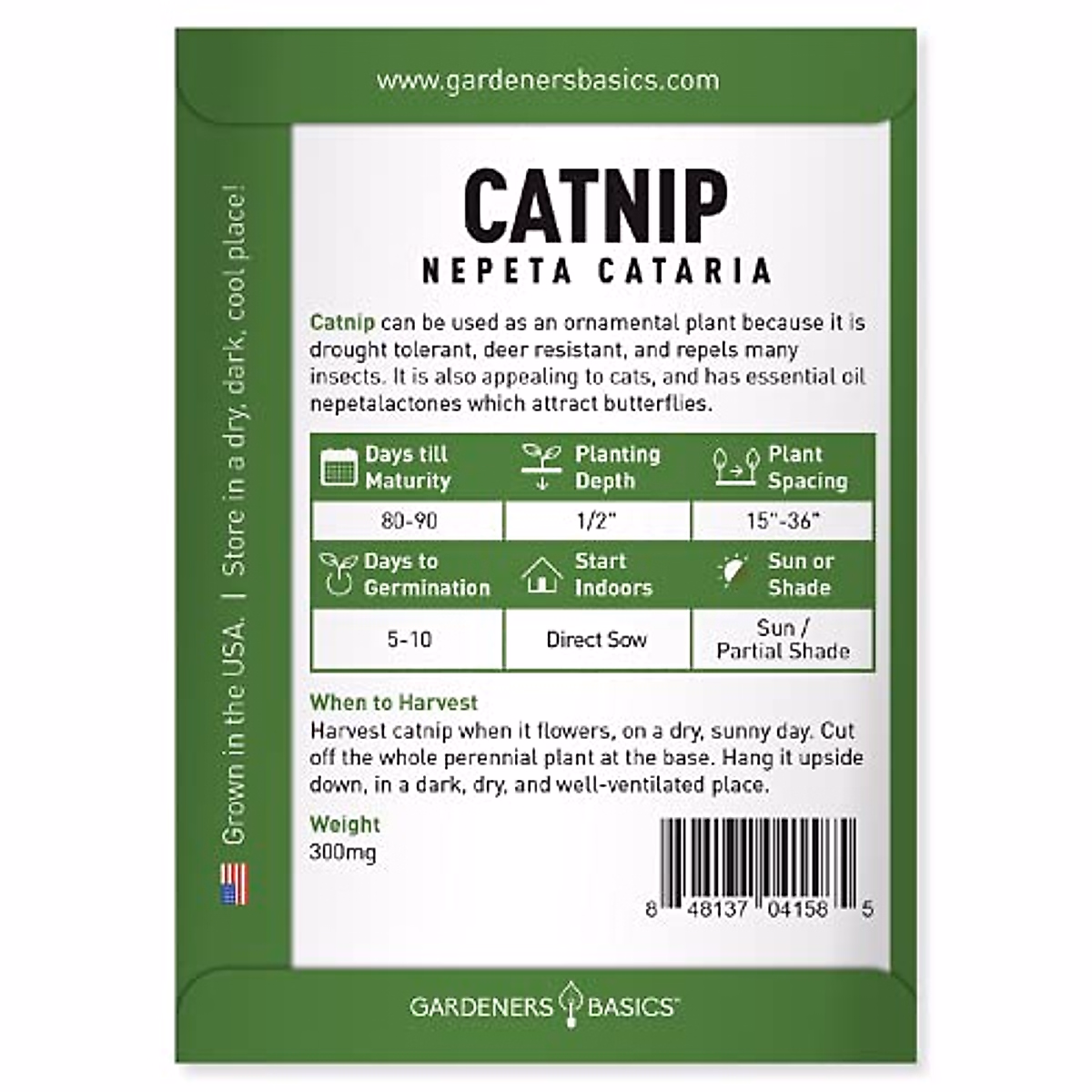 Gardeners Basics Catnip Seeds for Planting is A Heirloom, Non-GMO Herb Variety- Nepeta Cataria Herb Seeds Great for Indoor and Outdoor Gardening and Cats