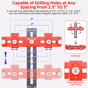 Enhanced Model Cabinet Hardware Jig,Adjustable Cabinet Handle Template Tool for Knobs,Handles and Pulls,Drawer Hardware Jig for Drawer Cabinet Installation,High Precise Woodworking Drill Guide