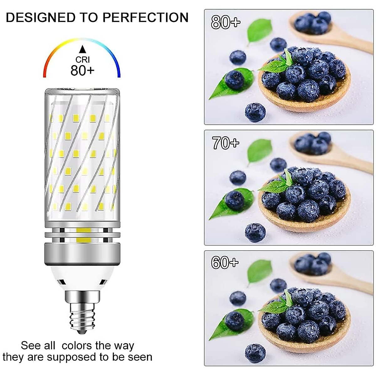 inShareplus E12 LED Bulbs, 16W Candelabra Light Bulbs, Warm White 3000K, CRI80+, 1500LM 120W Equivalent, E12 Base LED Chandelier Bulbs, Non-Dimmable LED Lamp, 6Pack