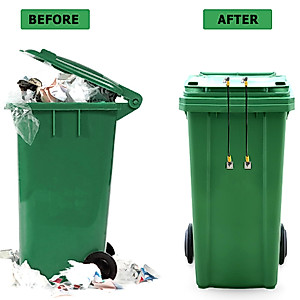 Dicunoy 2 Pack Trash Can Locks, Stainless Steel Outdoor Garbage Can Lids Lock, Heavy Duty Trash Can Lids Locks for Stop Animals, Squirrels, Dogs and Raccoon Rummaging