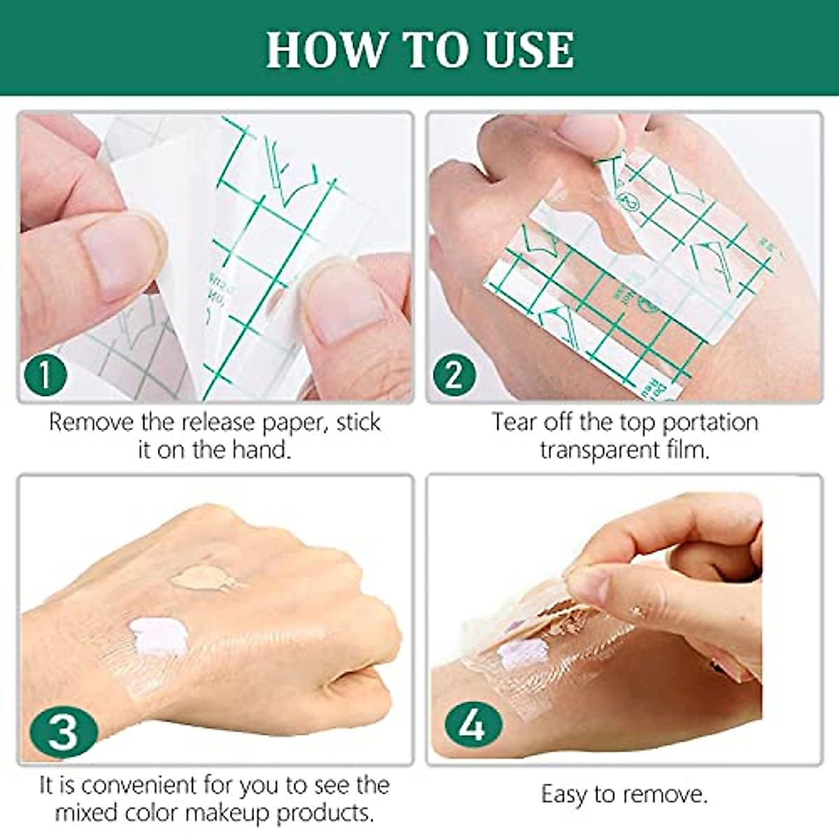 100Pcs Makeup Mixing Palette Single Use Makeup Hand Palette Disposable Adhesive Makeup Mixing Tray Makeup Artist Must Haves Transparent Waterproof Makeup Tape for Women Girls Female Artists Make up(2.8 x 2.8 Inch)