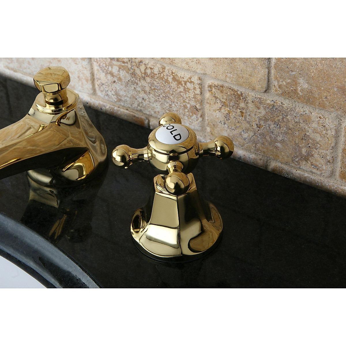 Kingston Brass KS4462BX Metropolitan Widespread Lavatory Faucet with Metal Cross Handle, Polished Brass,8-Inch Adjustable Center