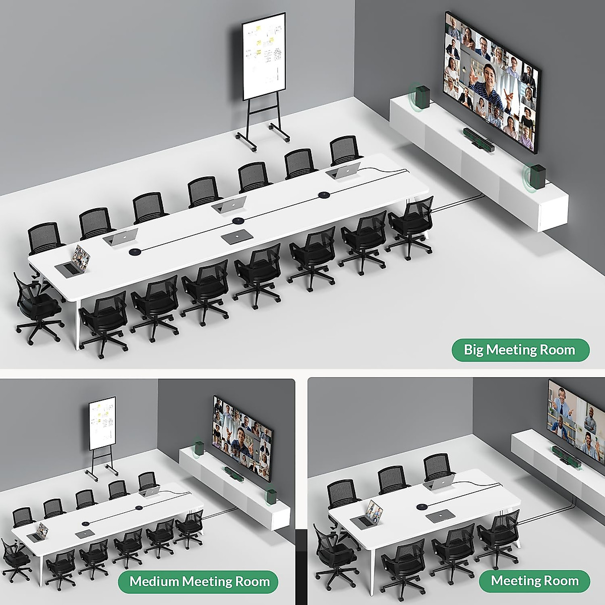 WYRESTORM Conference Room Camera System 120° FOV 4K Webcam with Auto Framing, Presenter/Speaker Tracking, Video Bar 3.5mm Audio Out Dual Stereo Speakers, Cascaded Mics Up to 3 Times for Various Room