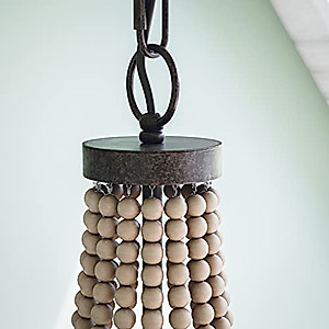 Kenroy Home Regas 3 Lt Wood Bead Chandeliers, Medium, Golden Bronze